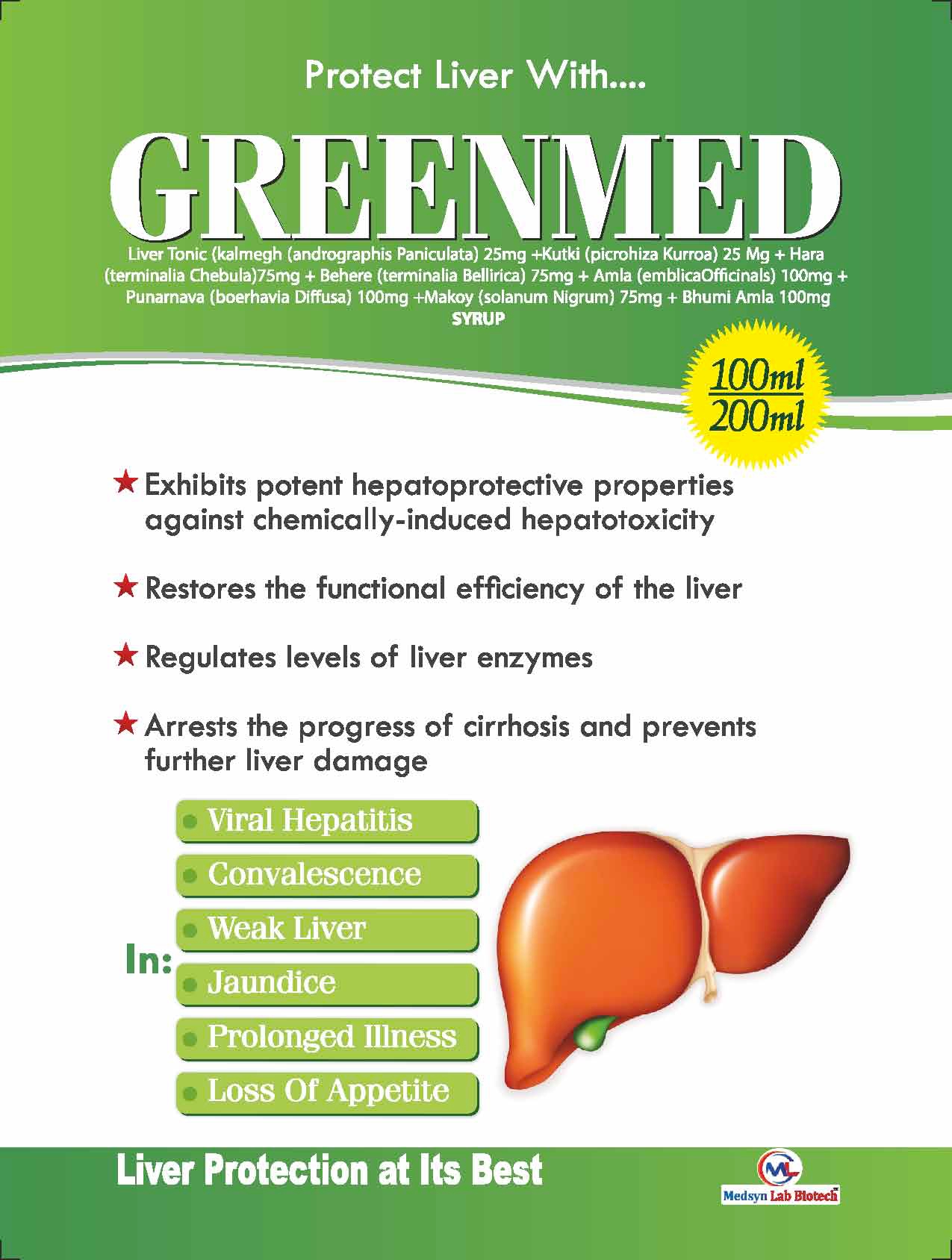 GREENMED-SYP 100ML - Medsyn Lab Biotech - Best PCD Pharma Company | Third Party Pharma Manufacturing